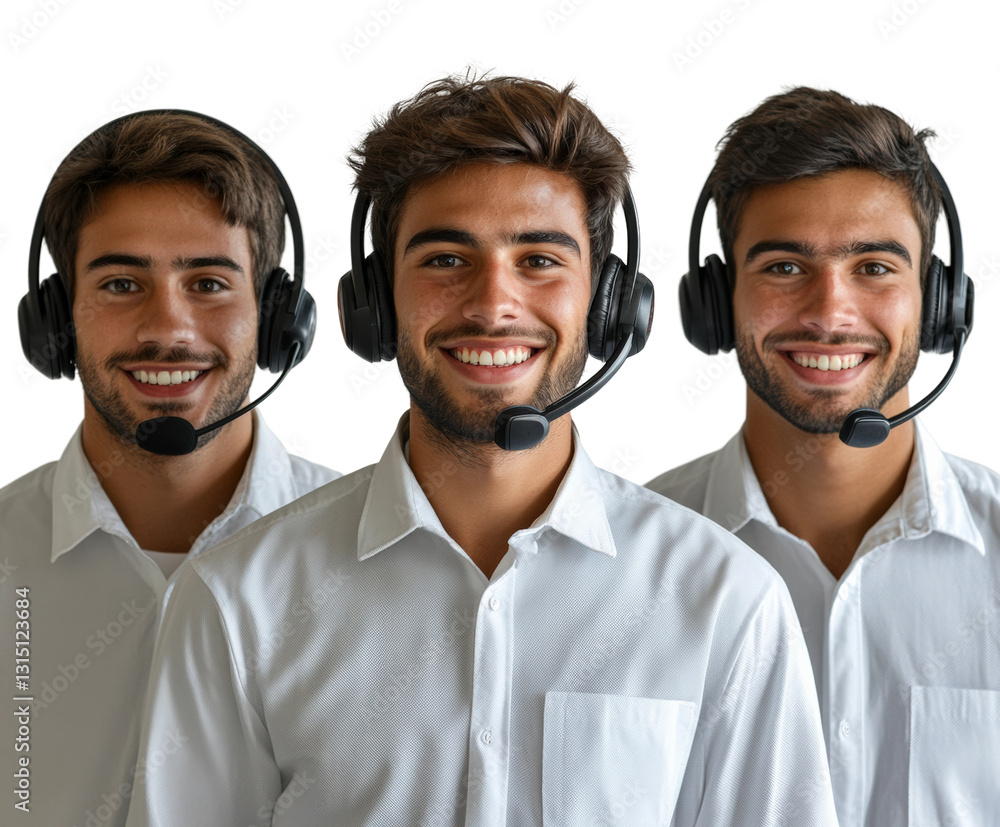 Call center team smiling office portraits isolated on transparent ...