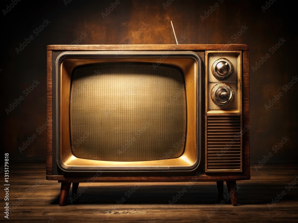 Стоковая иллюстрация «Sepia Vintage TV Screen Overlay, Retro Television ...