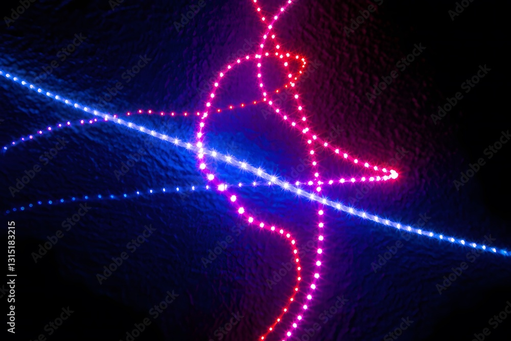 Colorful light trails dance across a gritty surface, creating a vibrant ...