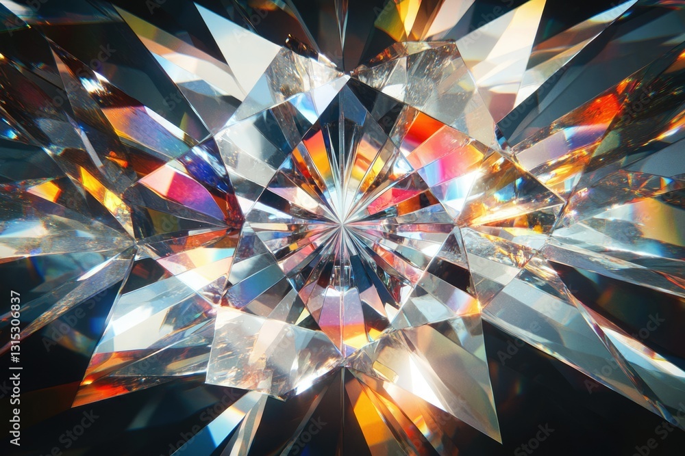 A dazzling close-up of a multifaceted gemstone, showcasing vibrant ...
