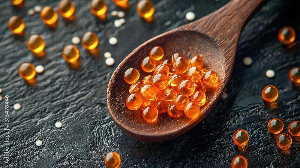 Aesthetic amber capsule supplement for health and wellness in ...