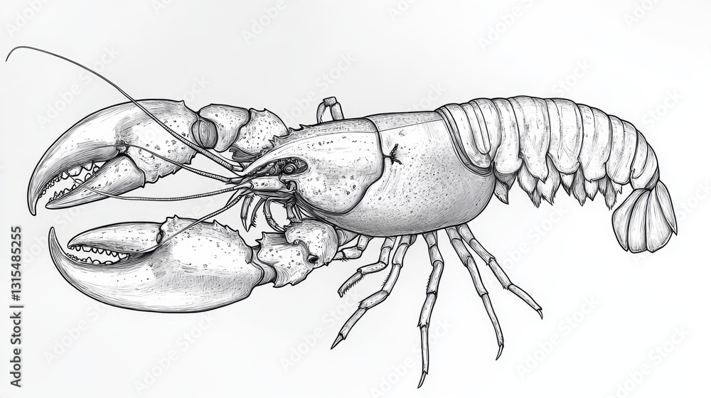 Lobster outline with claws and legs underwater scene gigapixel image ...