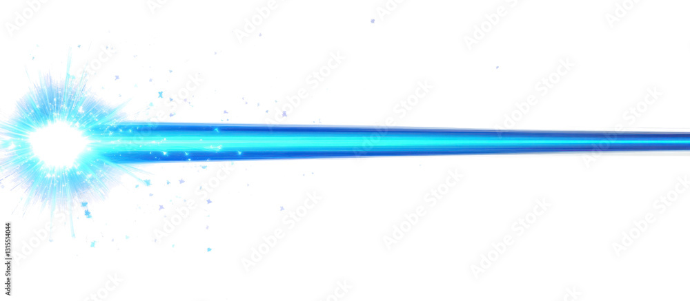 Stylized blue laser beam with glowing light effect isolate on ...