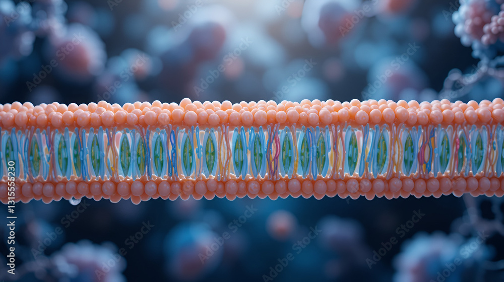 Hyper-realistic view of a human cell membrane, with detailed ...