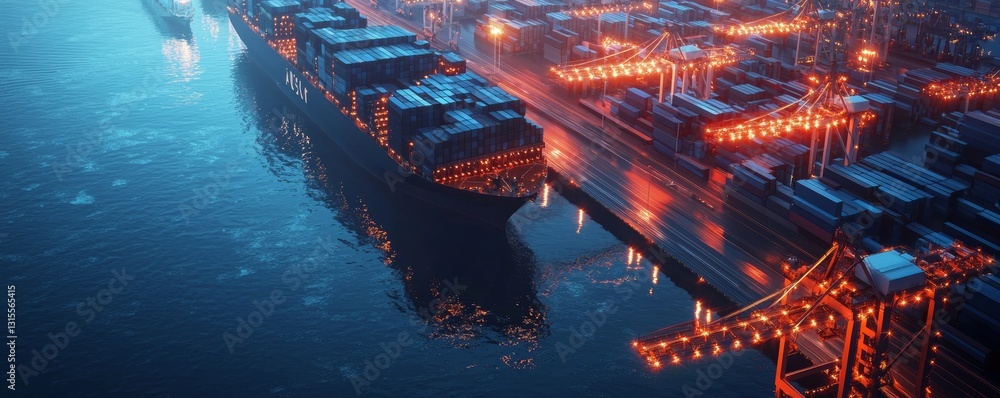 High-tech logistic hubs around the world interconnected by glowing ...