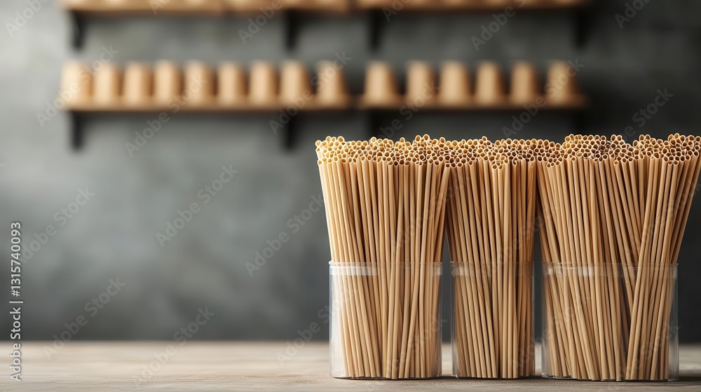 Biodegradable plastic straws in a production facility, symbolizing ...
