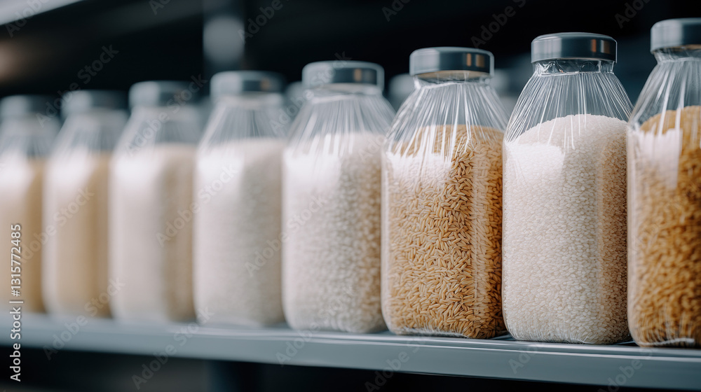 Rice factory, A factory storage area showcasing various storage ...