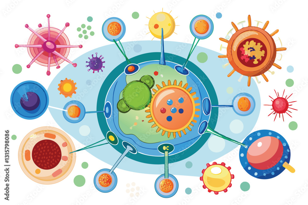 This diagram details different immune system cells and their functions ...