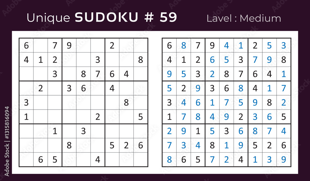 Vector sudoku puzzle with answer. Sudoku, number puzzle game with ...