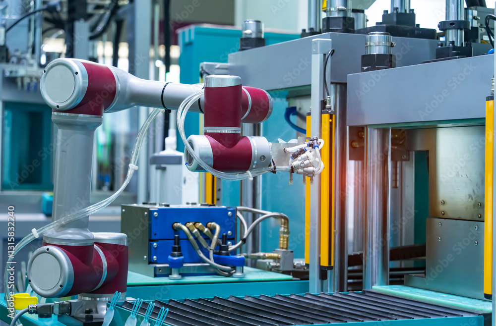 robotic pneumatic piston sucker unit on industrial machine,automation ...