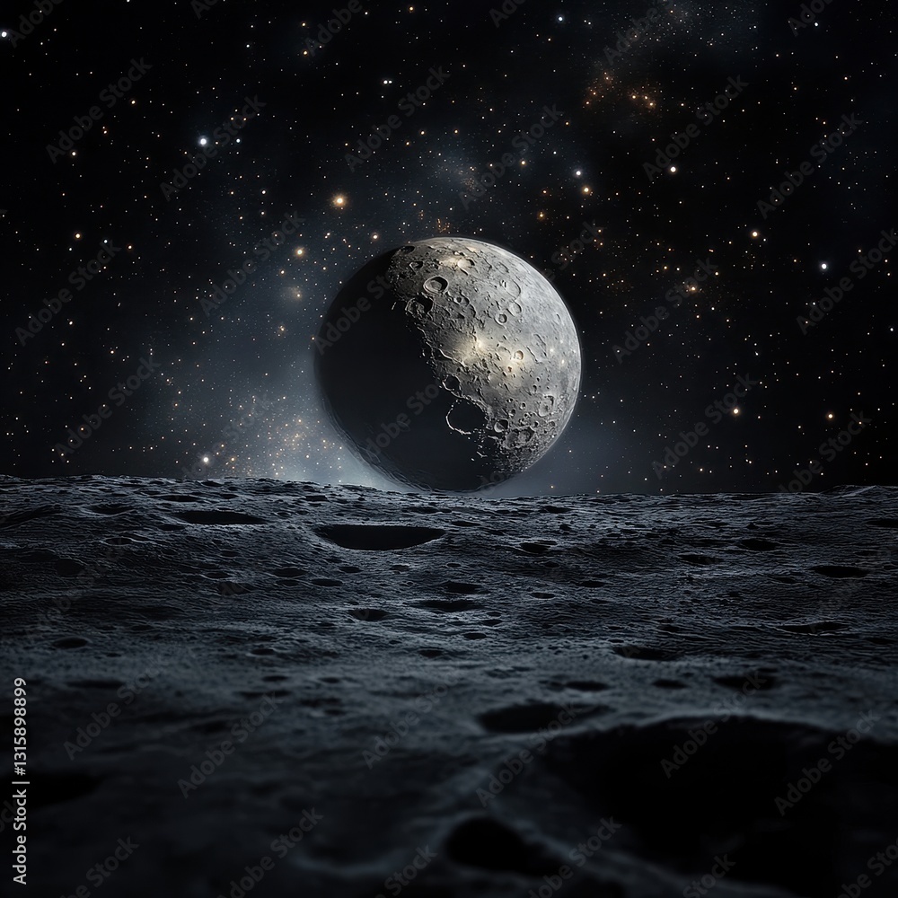 08030846 42 Sci-fi lunar exploration, highly detailed moons with ...
