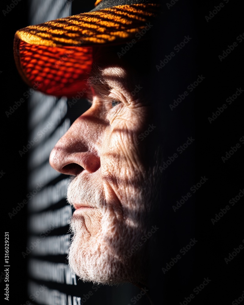 Veterans Day Cinematic Profile Resilient Senior Military Portrait with ...