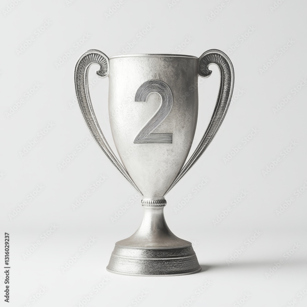 Celebration emblems, including a shiny silver trophy and a second-place ...