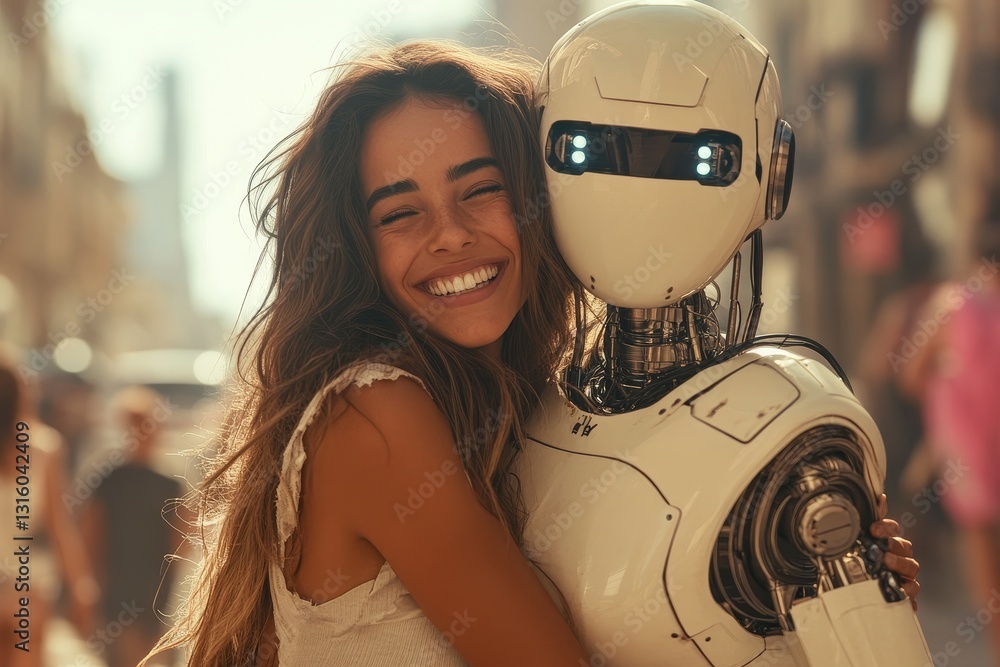 A young girl's affectionate hug for a robot highlights the deep bond ...