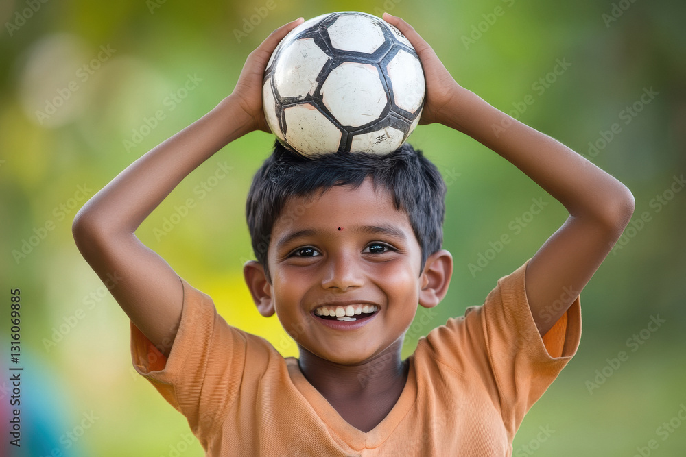 Indian boy doing plays with a soccer ball in his head Stock Photo ...