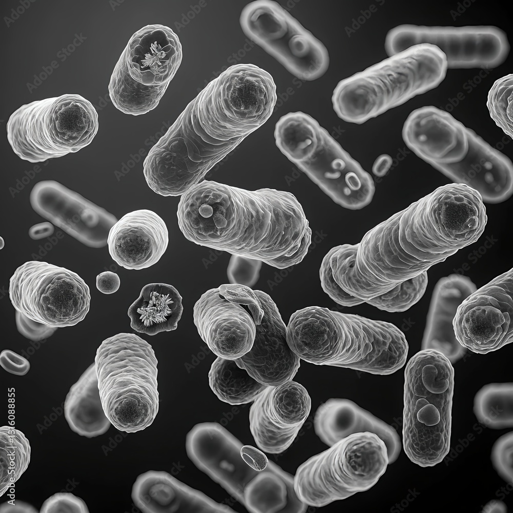 Microscopic View of Bacteria Stock Illustration | Adobe Stock