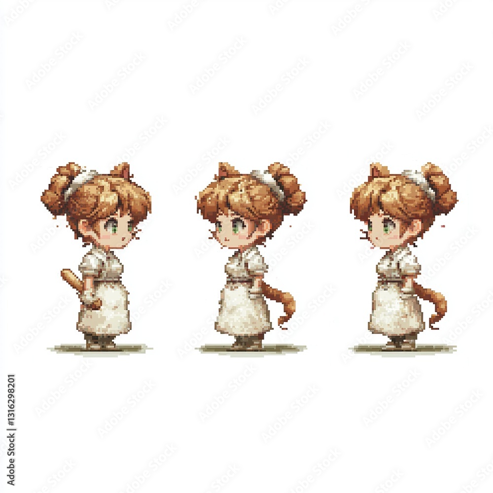 Pixel Art Catgirl Baker Sprite Sheet Animation Stock Illustration ...