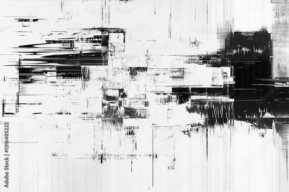 Abstract futuristic cyberpunk displacement map for 3d rendering. Random distorted black white ...