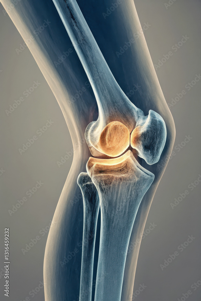 X ray imaging of human knee joint, showcasing detailed bone structure ...