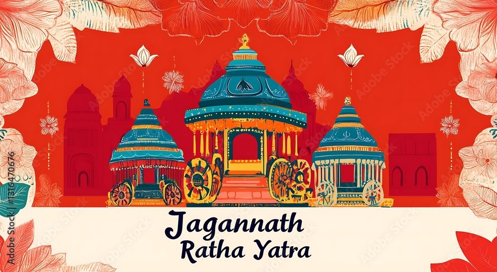 Rath yatra of Lord Jagannath poster, banner, background Stock ...