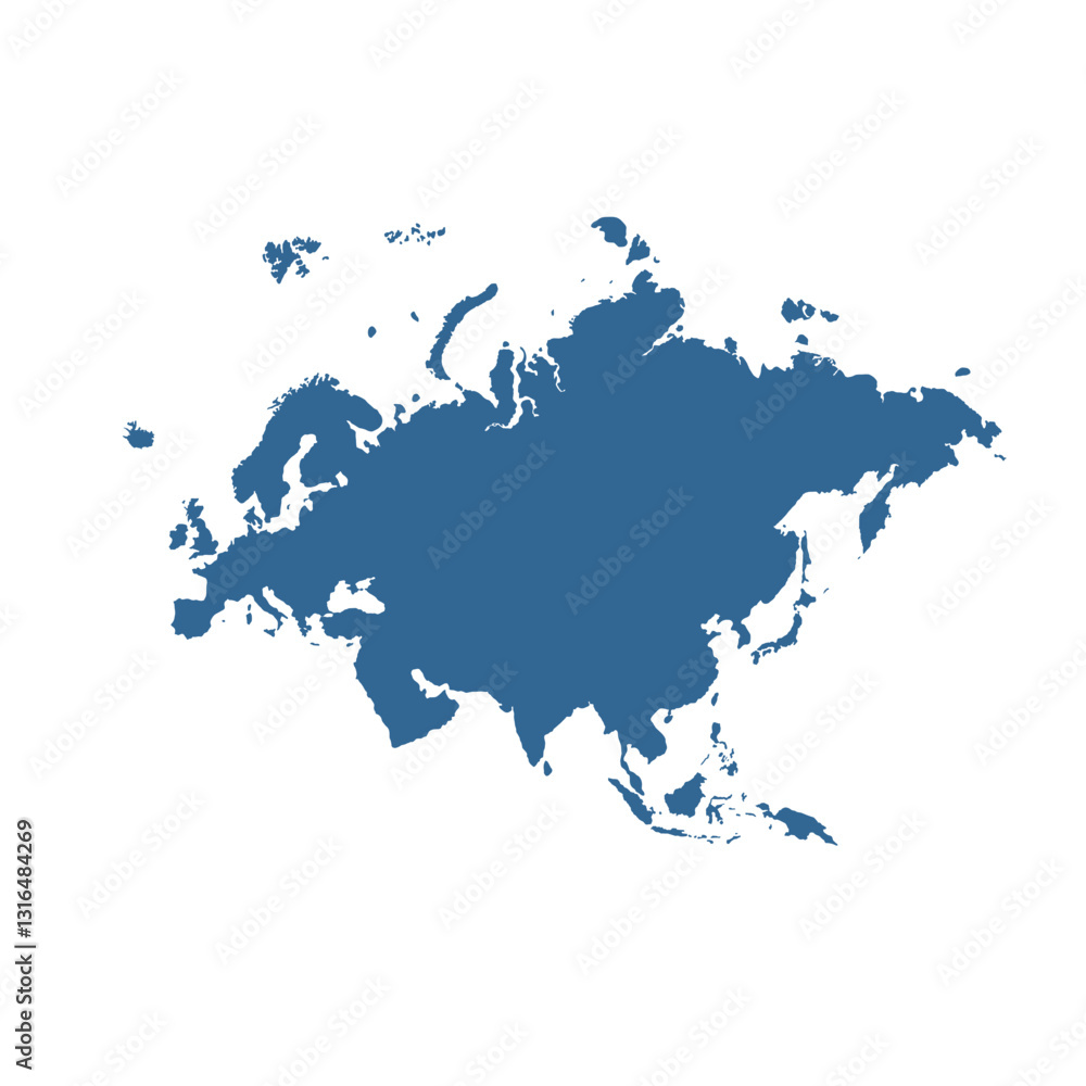 Map of Eurasia, sign silhouette. World Map Globe. Vector Illustration ...