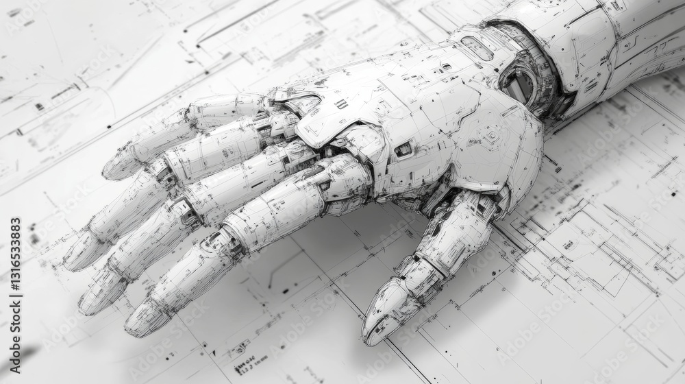 finger wrist technology thumb diagram robot sketch 3d modeling science ...