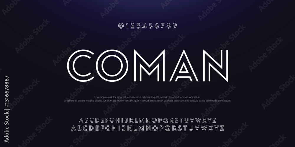 Creative Outline Double line monogram alphabet and tech fonts. Lines ...