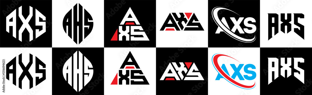 AXS letter logo design in six style. AXS polygon, circle, triangle ...