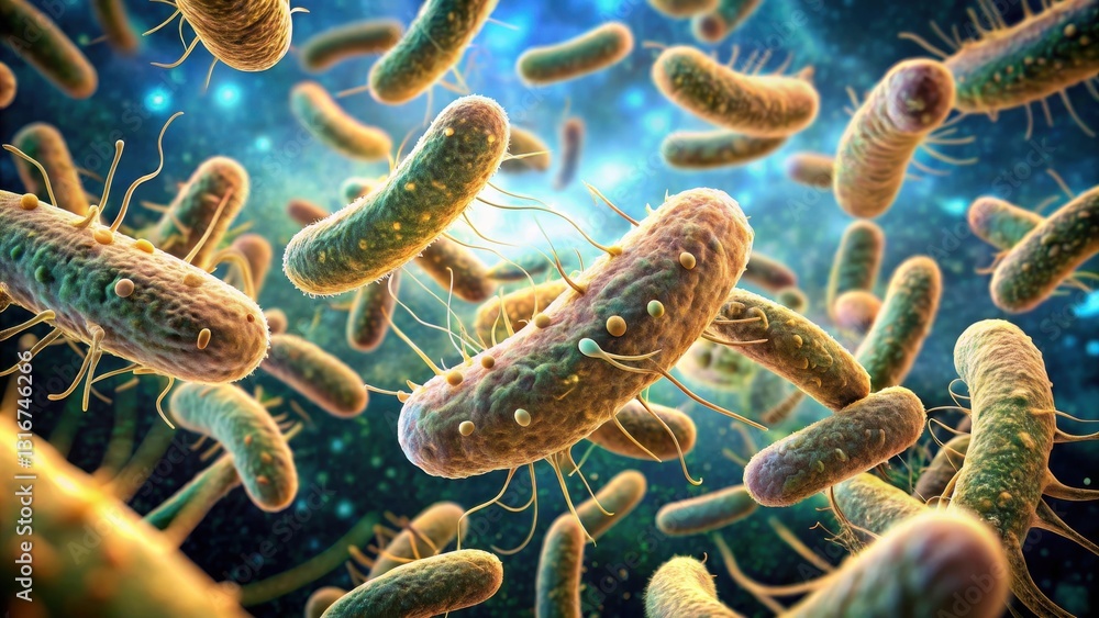 Bacteria Pseudomonas aeruginosa forming biofilm on a surface with ...