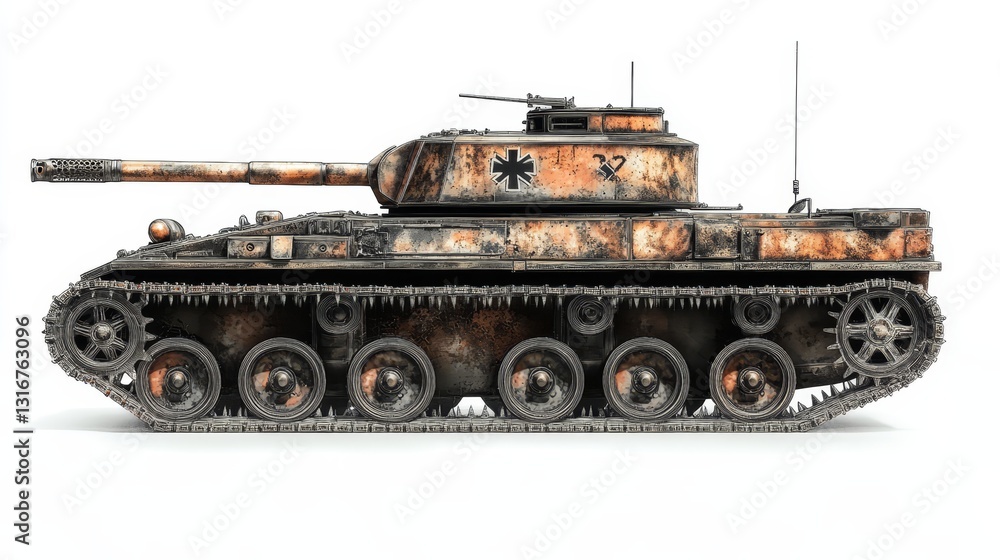 World War II Panzer Tank - A weathered and battle-scarred World War II ...
