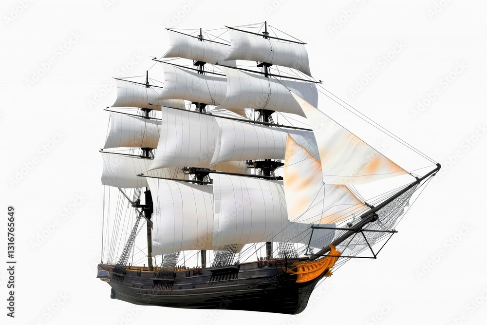 USS Constitution: Line Art of an Old Warship - A detailed line art ...