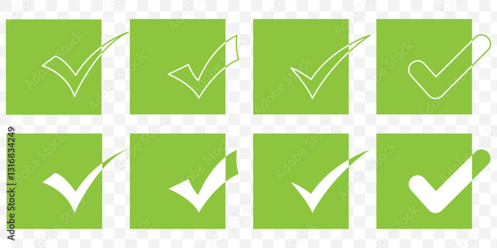 check mark icon set. check box icon with correct, accept checkmark icons green tick box, check ...