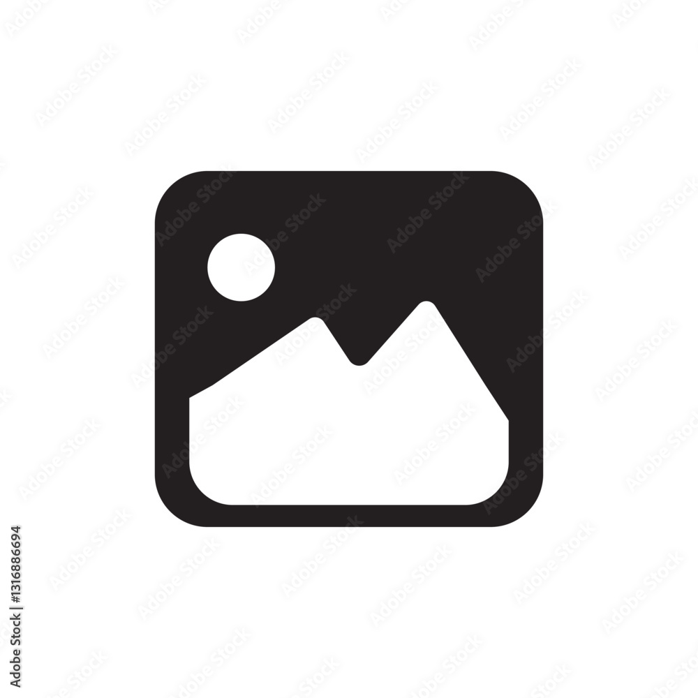 Photo gallery vector icon. image album symbol in black color. media pic ...