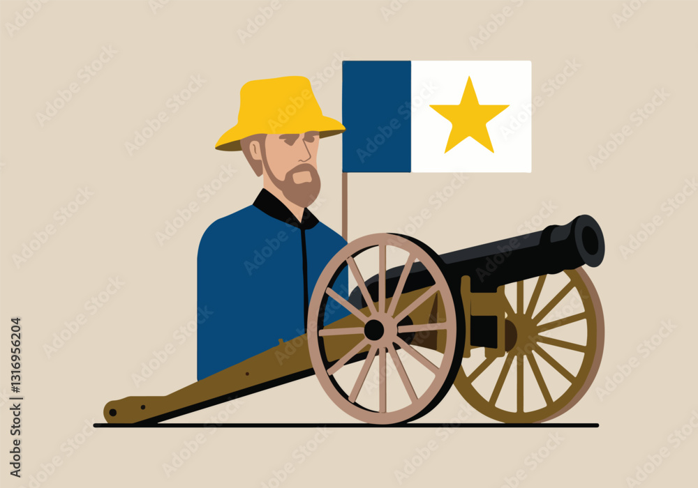 American Civil War Vector Icons - Cannons, Flags, Soldiers, Musket ...