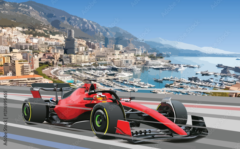 Panoramic gp monaco race car event icon transport jet sport racing ...