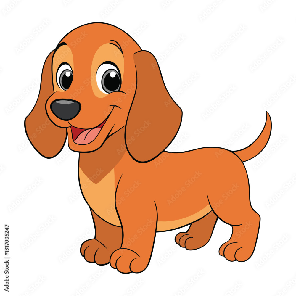 Cute smiling dachshund puppy dog coloring page! This adorable pup has big, happy eyes, floppy ...