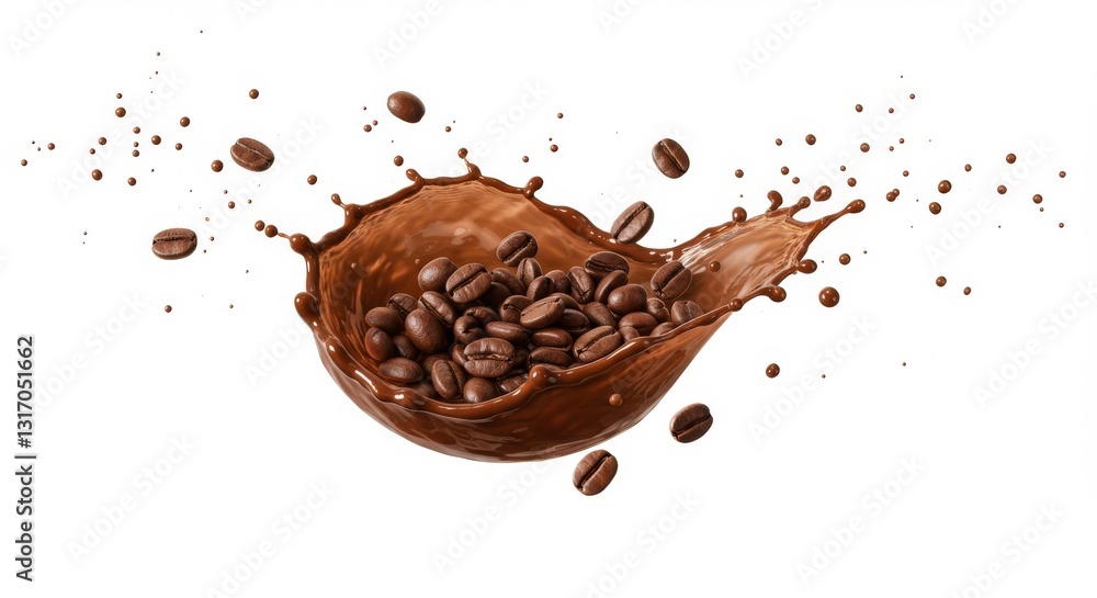 Coffee beans with splash isolated on white の Stock フォト | Adobe Stock