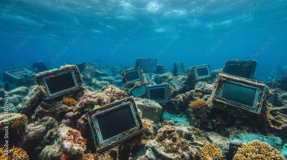 Underwater ecosystem with coral reefs ocean floor gigapixel photography ...