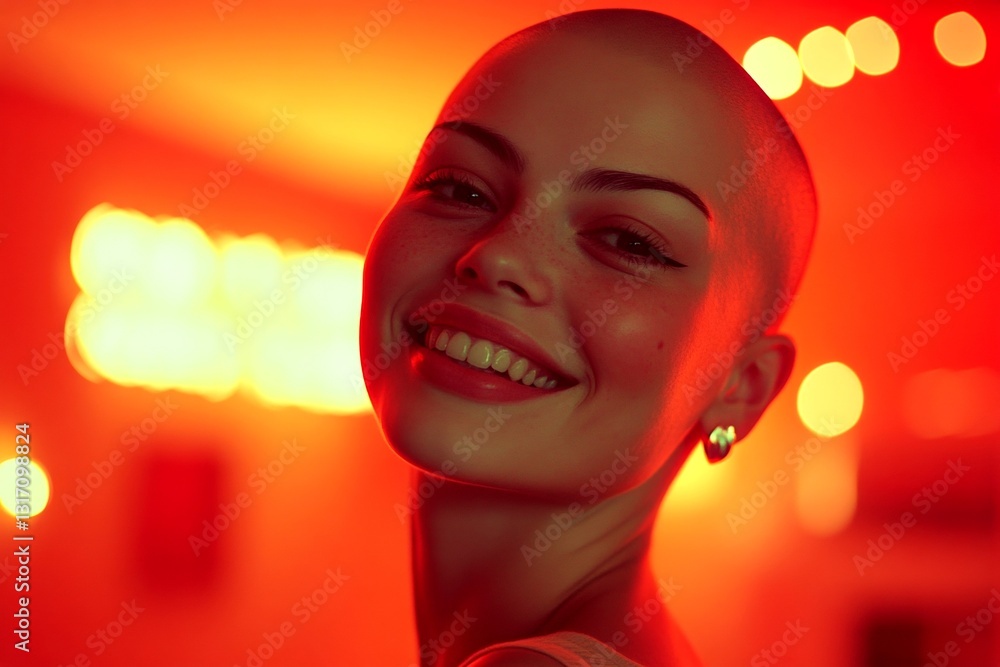 Short trim - bald head - no hair. Stunning smiling mixed-race girl ...