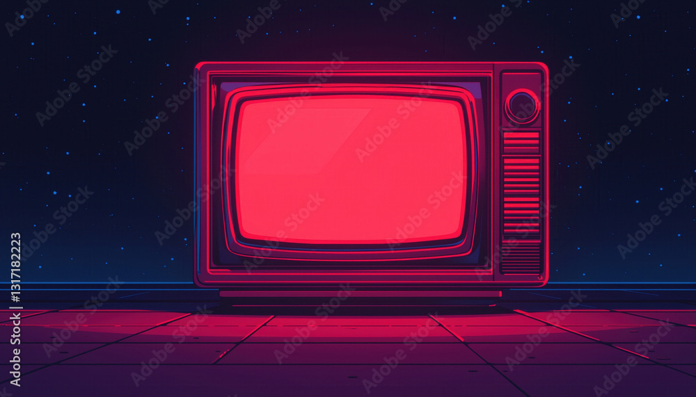 technical difficulties concept, Retro television with glowing red ...