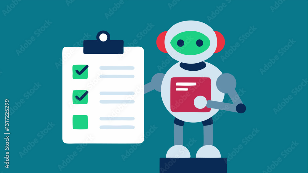 Task Checklist A robot checking off todo items on a digital checklist ...