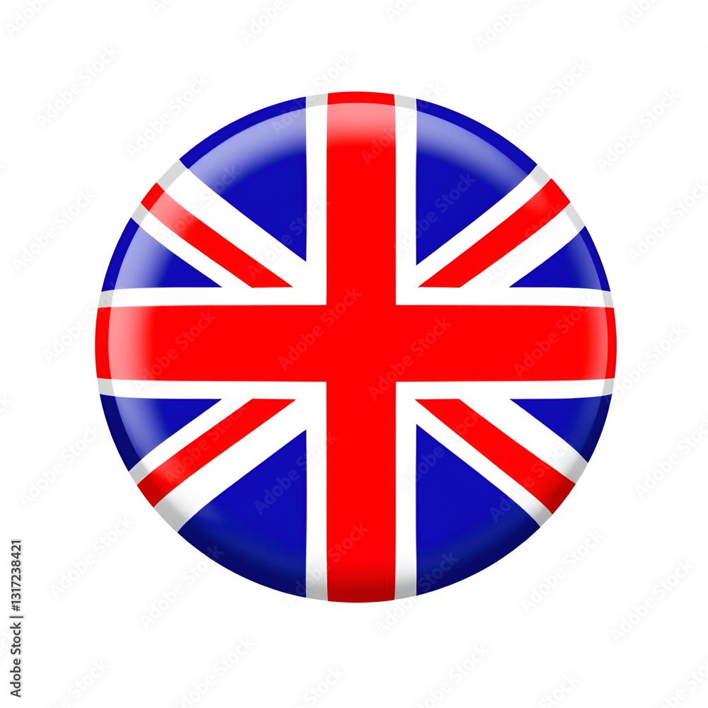 UK flag button round circle png isolated on transparent background ...