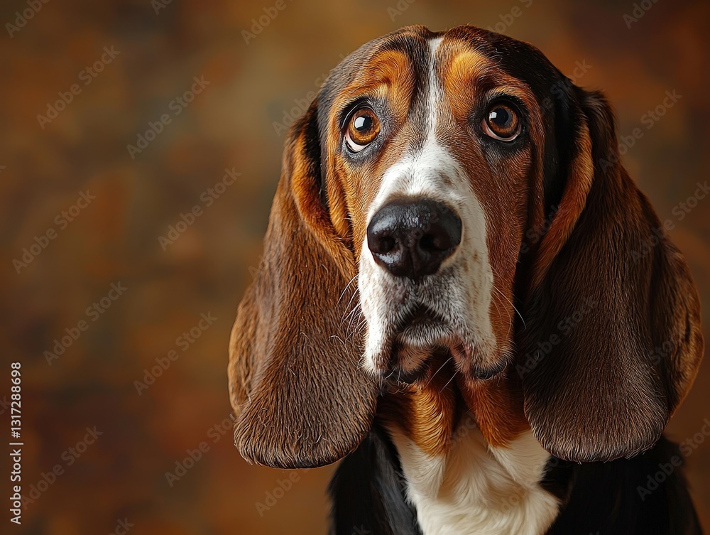 Basset hound with long droopy ears looking confused, big sad eyes ...