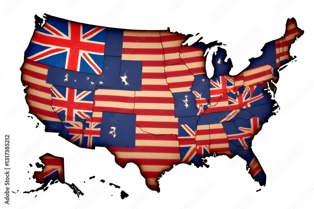 US Map with Flags of Different Eras Overlaid - Historical Flags of the ...