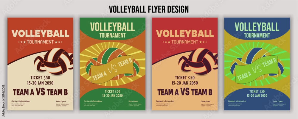 Volleyball charity tournament flyer layout. Volleyball camp posters ...