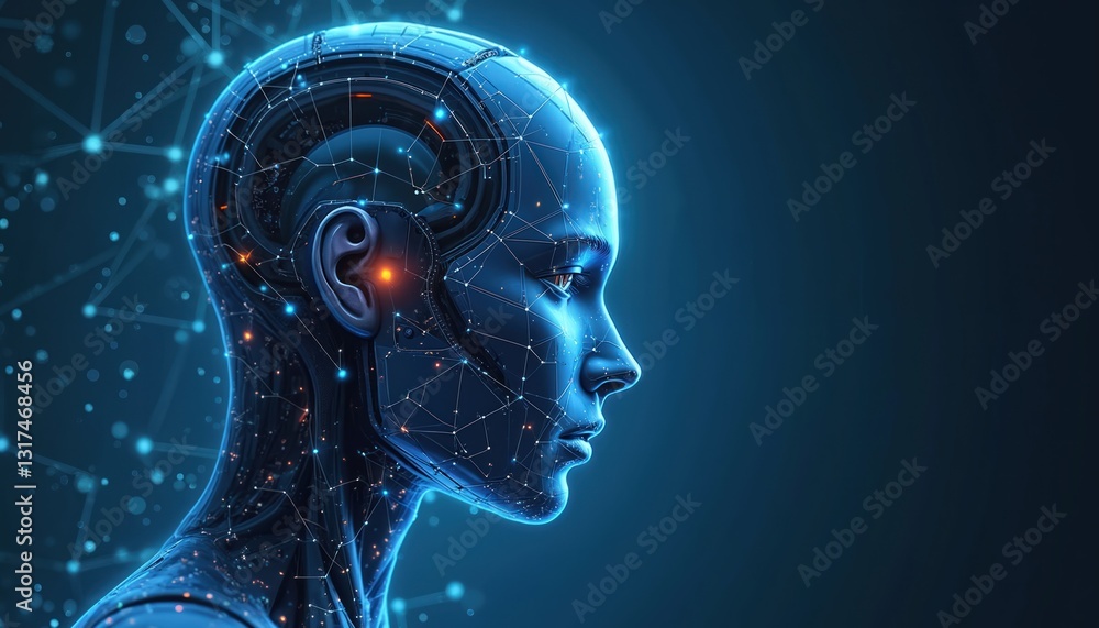 Abstract robot depiction with artificial intelligence features ...