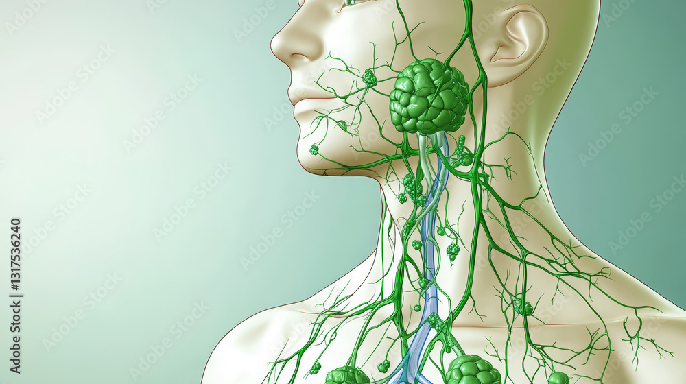Lymphatic system anatomical vector illustration diagram, educational ...