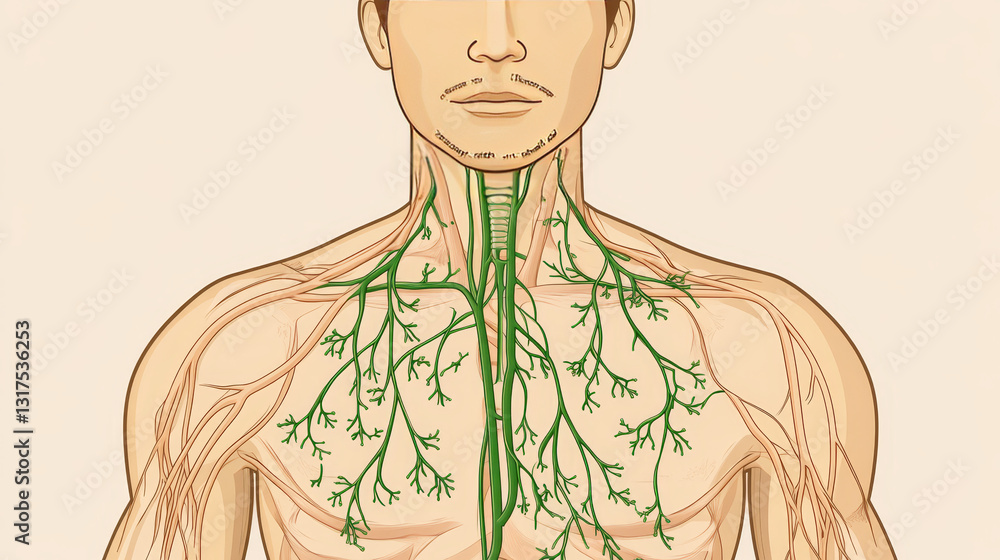 Lymphatic system anatomical vector illustration diagram, educational ...