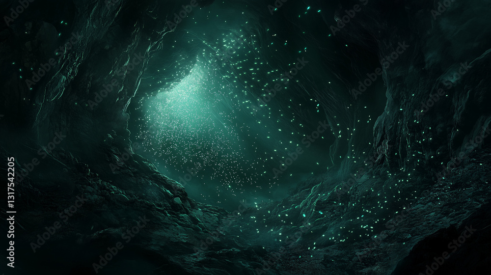 Glowworm Cave Eerie Natural Wonder with Bioluminescent Insects in Dark ...