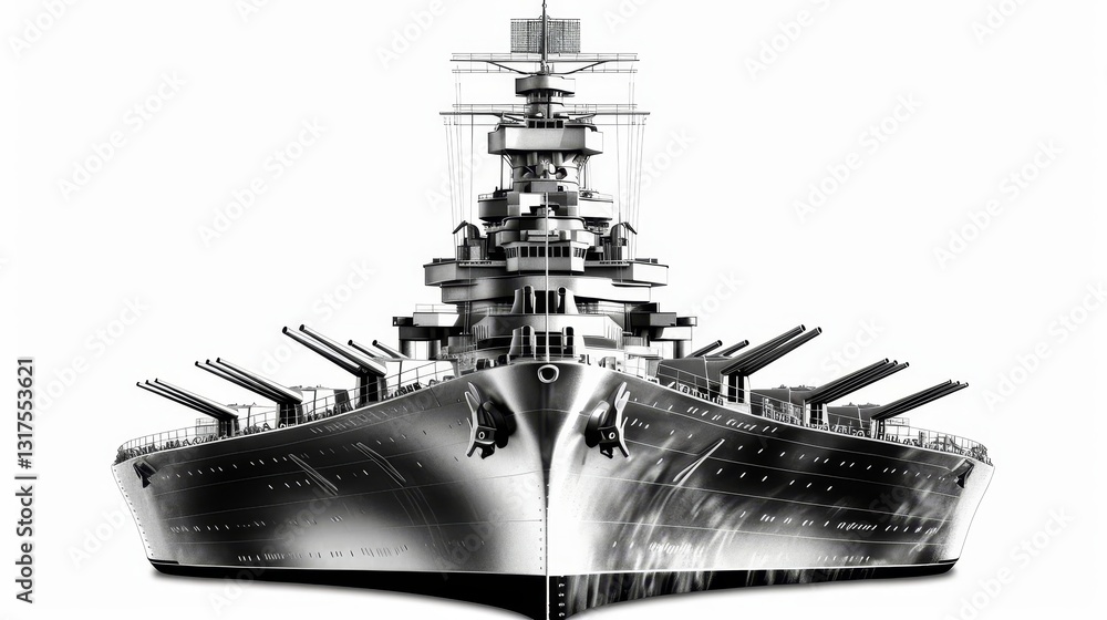 Ilustrace Bismarck Battleship Line Art Coloring Page - Detailed line ...